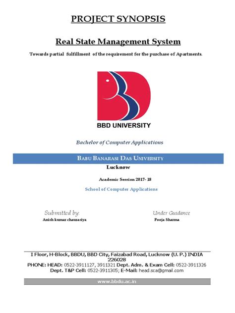 Project Synopsis Real State Management System Pdf Property