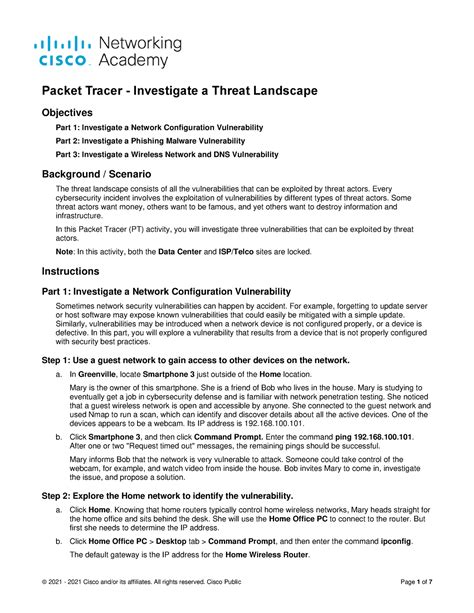 1 3 14 Packet Tracer Investigate A Threat Landscape Answer Key