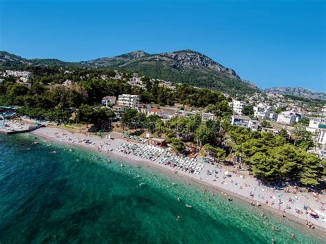 Beach In Bar Town Located On The Adriatic Sea In Montenegro Stock Image