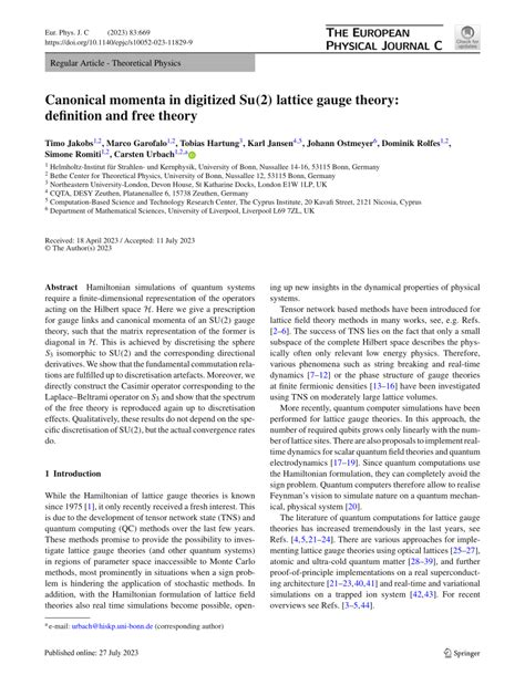 pdf canonical momenta in digitized su 2 lattice gauge theory