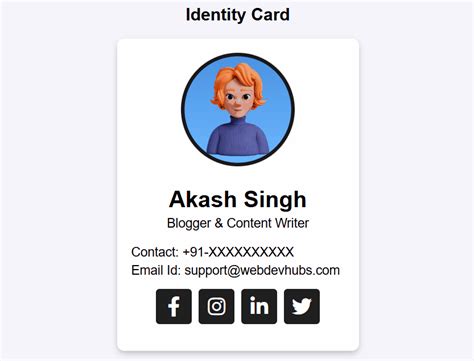 How To Design A Modern Id Card Using Html And Css With Source Code