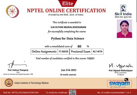 Nptel Iitmadras Pythonfordatascience Datascience Gayathri Muralikrishnan