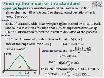 Inverse Normal Calculations To Find The Mean And Standard Deviation
