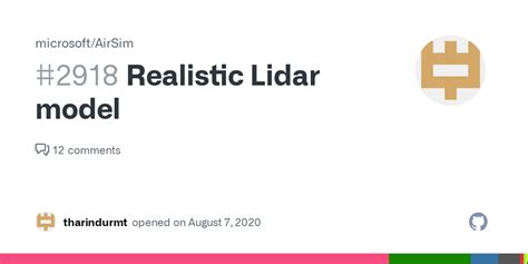 Realistic Lidar Model Issue Microsoft AirSim GitHub