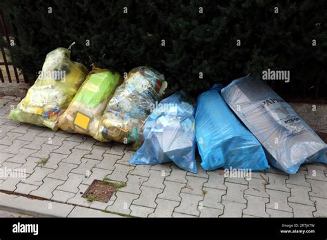 Cracow Krakow Poland Plastic Bags Containing Garbage Selected By