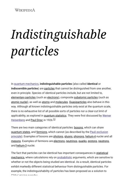 Indistinguishable Particles Pdf Wave Function Elementary Particle
