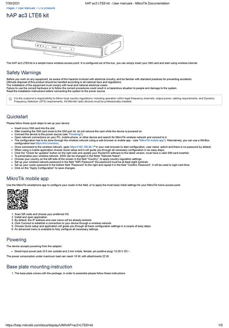 MIKROTIK HAP AC LTE KIT QUICK START MANUAL Pdf Download ManualsLib