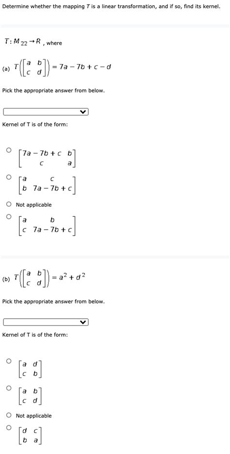 solved determine whether the mapping t is a linear