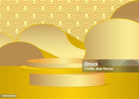 골드 옐로우 모형 제품 디스플레이 추상 벡터 3d 룸 실린더 받침대 연단 프레젠테이션을 위한 무대 쇼케이스 미래 공상 과학