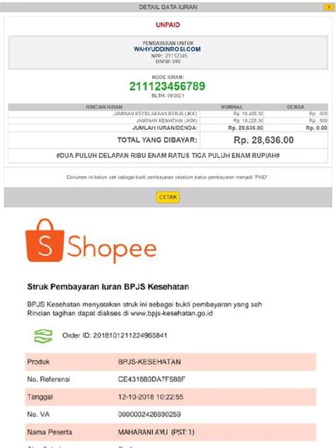 6 Contoh Bukti Pembayaran Bpjs Pdf