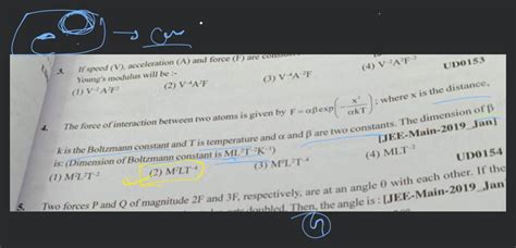 3 If Speed V Acceleration A And Force F Are Youngs Modulus Will