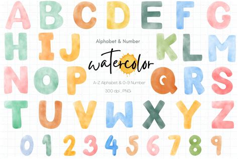 Watercolor Alphabet And Number Graphic By Ijstudio · Creative Fabrica