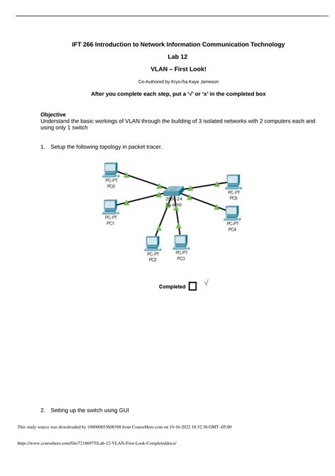Ift 266 Introduction To Network Information Communication Technology Lab 12 Vlan First Look
