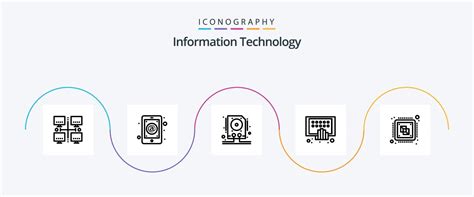 Information Technology Line 5 Icon Pack Including Tablet Mobile Mobile Digital Storage