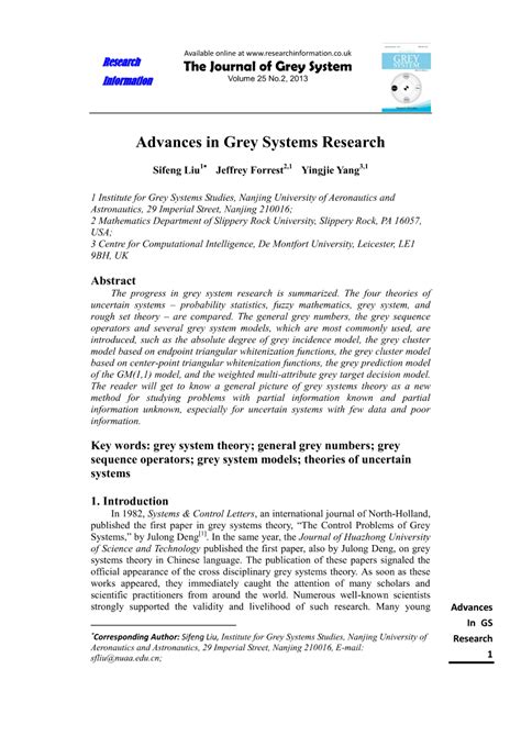 Pdf An Introduction To Grey Systems Foundations Methodology And Applications