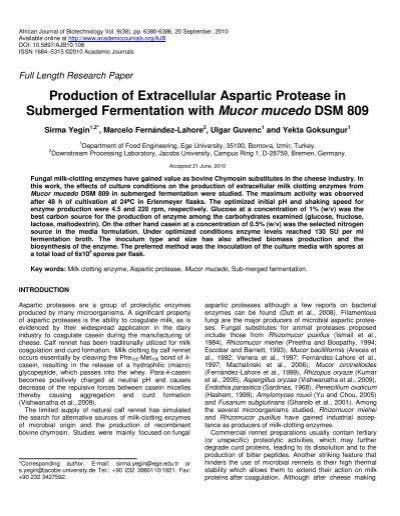 Production Of Extracellular Aspartic Protease In Submerged