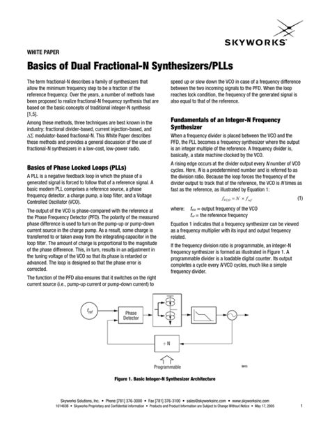 Basics Of Dual Fractional N Synthesizersplls