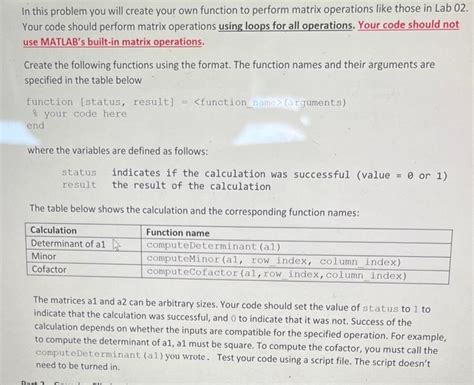 Solved Your Code Should Perform Matrix Operations Using