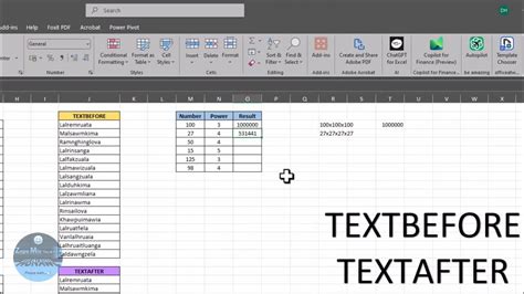 textbefore textafter and power function in ms excel youtube