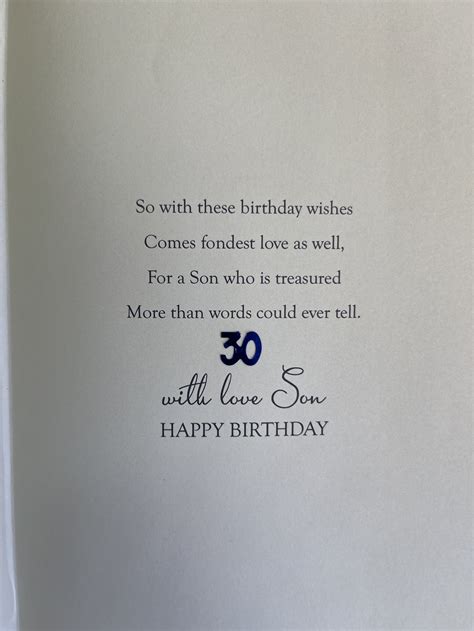 Son 30th Birthday Card — Special Thoughts