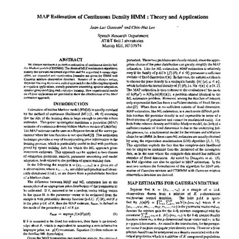 Map Estimation Of Continuous Density Hmm Theory And Applications