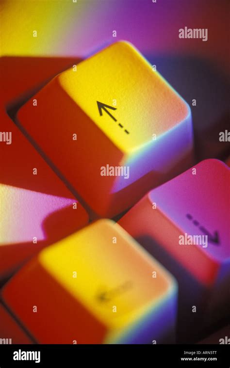 Arrow Signs On Computer Keyboard Coloured Light British Columbia Canada Stock Photo Alamy