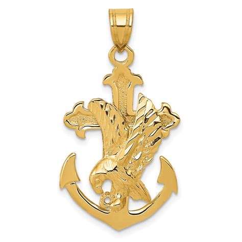14k Yellow Gold Mariners Cross With Eagle Pendant Wellnessmarketer