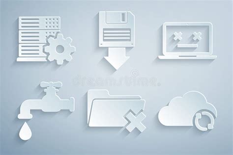 Set Delete Folder Dead Laptop Water Tap Cloud Sync Refresh Floppy