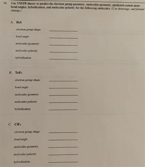 Solved Use VSEPR Theory To Predict The Electron Group Chegg