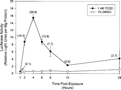 Time Dependent Induction Of Luciferase Activity By Dmso Or Tcdd Download Scientific Diagram