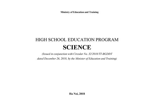 CT Khoa học translation Ministry of Education and Training HIGH SCHOOL EDUCATION PROGRAM