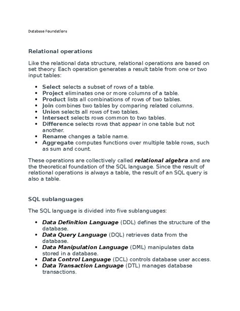 Database Foundations Study Guide Database Foundations Relational