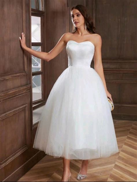 Solid Mesh Tube Wedding Gown Womens Fashion Dresses And Sets Evening