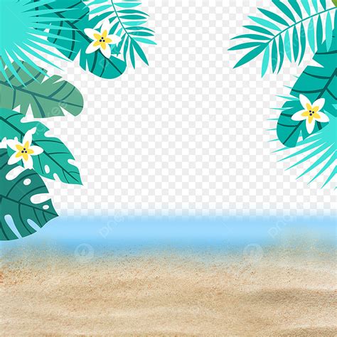 여름 일러스트 바다 해변 열 대 식물 물 하늘 여름 바다 바닷가 Png 일러스트 및 Psd 이미지 무료 다운로드 Pngtree