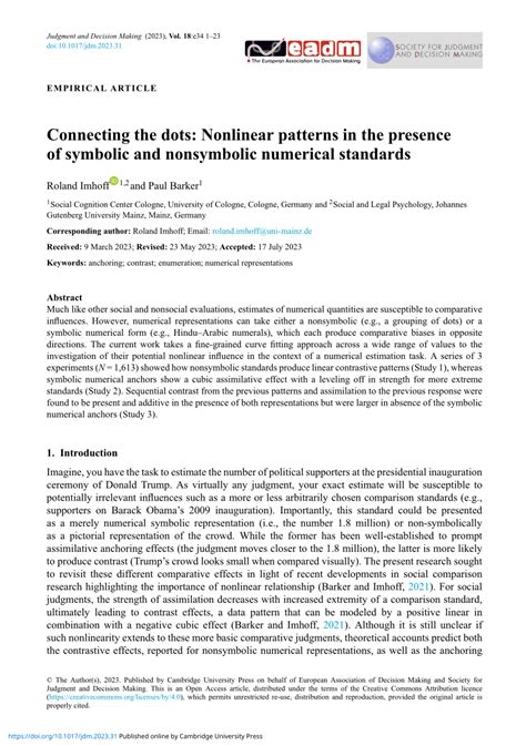 Pdf Connecting The Dots Nonlinear Patterns In The Presence Of Symbolic And Nonsymbolic