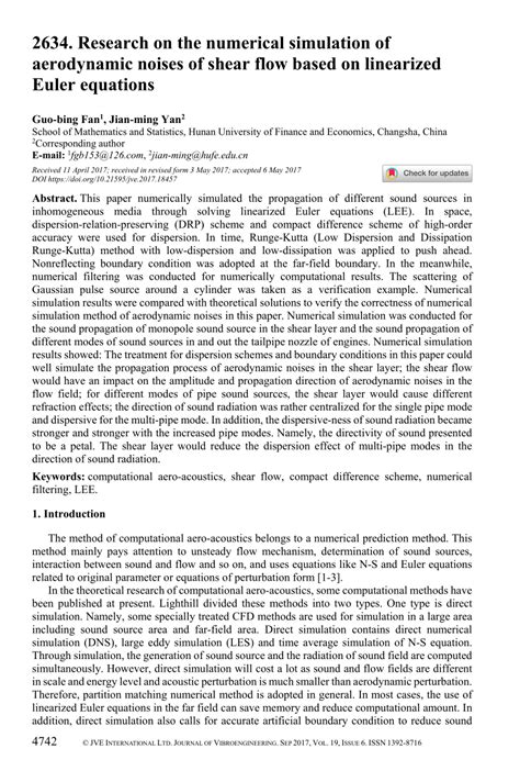 Pdf Research On The Numerical Simulation Of Aerodynamic Noises Of