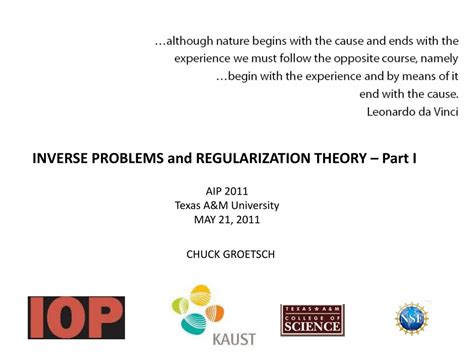 Ppt Inverse Problems And Regularization Theory Part I Powerpoint