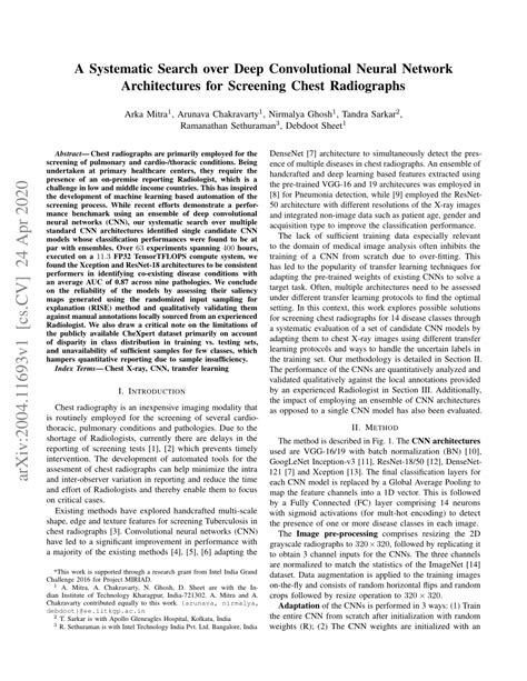 PDF A Systematic Search Over Deep Convolutional Neural Network Architectures For Screening