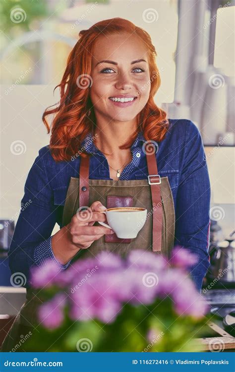 Female Barista in a Small Coffee Shop. Stock Photo - Image of service ...