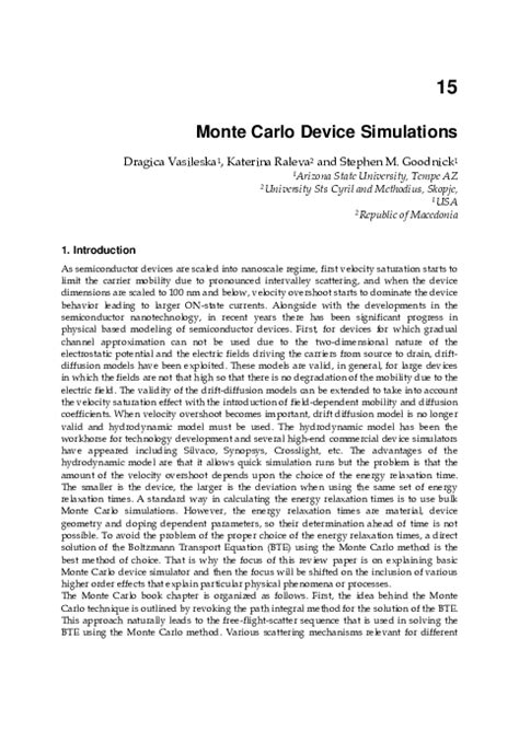 Pdf Monte Carlo Device Simulations