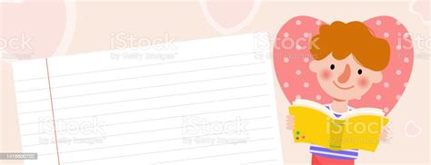 책을 읽는 아이 학교 교육 개념 광고 브로셔 텍스트 어린이 및 프레임 어린이 및 프레임 벡터 일러스트 레이 션 만화 행복한 아이들을위한 템플릿 그림 광고에 대한 스톡 벡터