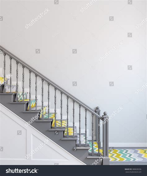 나무 계단복도의 내부3d 렌더링 스톡 일러스트 388828336 Shutterstock