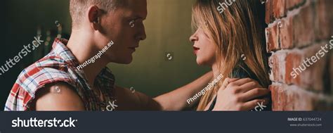 Sexy Couple Having Foreplay Kitchen Against Stock Photo Shutterstock