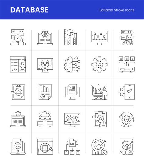 Data Center Icon Line Editable Illustrations Royalty Free Vector