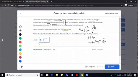 Construct Exponential Models help khan academy for Ms Chi - YouTube