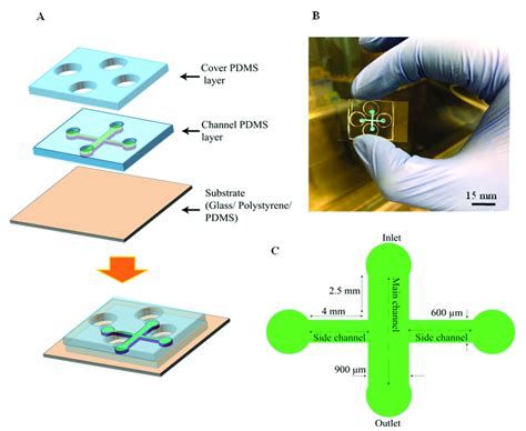 Schematic Of The Microfluidic Device A Exploded View Of The Two Pdms