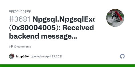 Npgsql NpgsqlException X Received Backend Message ParseComplete While Expecting