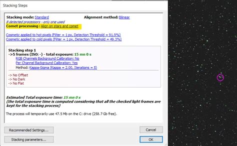 Comet Stacking Mode In Dss Not Working Major And Minor Planetary