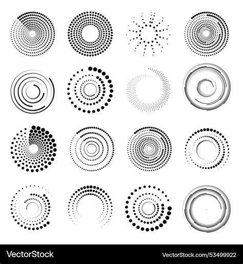 Halftone Circular Dotted Frames Set Of Black Vector Image