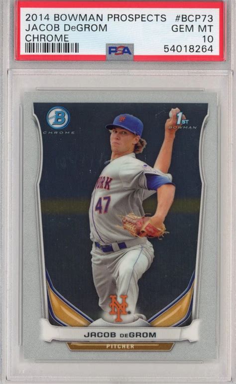 Graded 2014 Bowman Chrome Prospects Jacob Degrom Bcp73 Rookie Rc